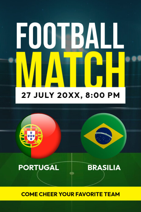 Green Modern & Minimal Football Match Day Poster Template | PosterMyWall