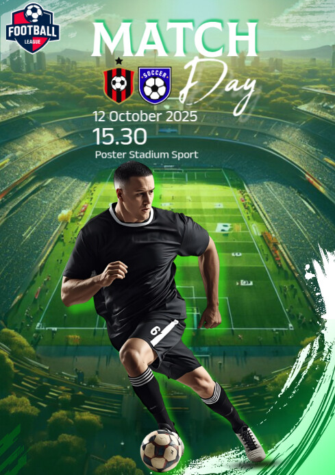 Green Modern & Minimal Football Match Day Schedule A4 Template ...
