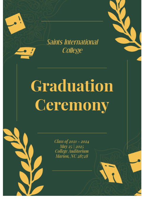 Green Modern & Minimal Graduation Ceremony Design Template A5 ...