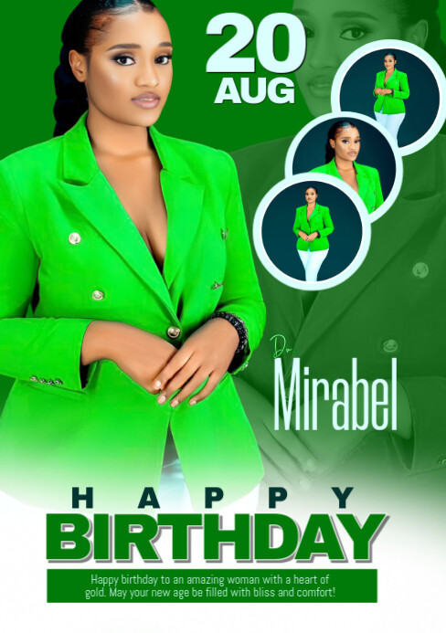 Copy of Green Modern & Minimal Happy Birthday Design A5 | PosterMyWall