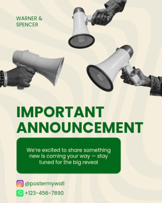 Green Modern & Minimal Important Announcement Instagram Portrait ...