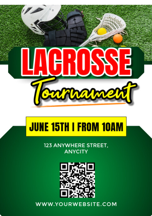 Green Modern & Minimal Lacrosse Tournament A1 Template | PosterMyWall
