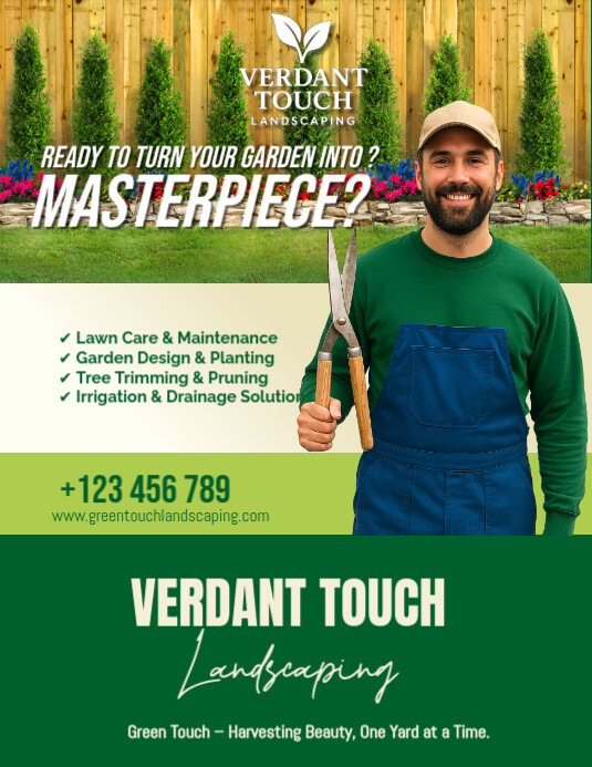 Copy of Green Modern & Minimal Landscaping Flyer (us Letter) | PosterMyWall