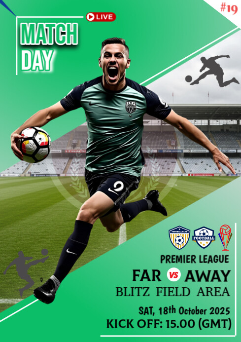 Green Modern & Minimal Match Day Schedule A4 Template | PosterMyWall