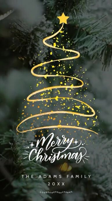 Green Modern & Minimal Merry Christmas Golden Trees Greetings Instagram Story Template ...
