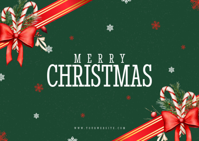 Green Modern & Minimal Merry Christmas Postcard Template | PosterMyWall