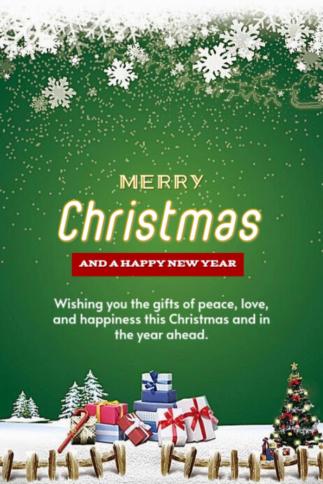 Green Modern & Minimal Merry Christmas Poster Template | PosterMyWall