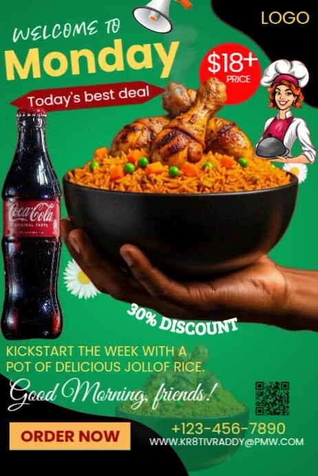 Copy of Green Modern & Minimal Monday's Best Deal - Food Menu Poster ...