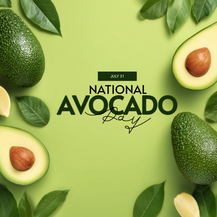 Green Modern & Minimal National Avocado Day Instagram Post Template ...