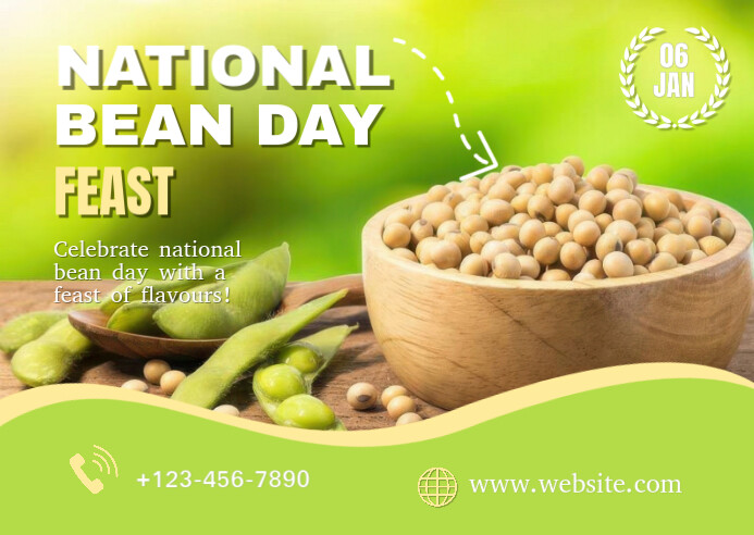 Green Modern & Minimal National Bean Day Postcard Template | PosterMyWall