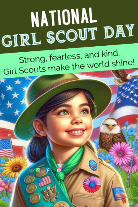 Green Modern & Minimal National Girl Scout Day Poster Template ...