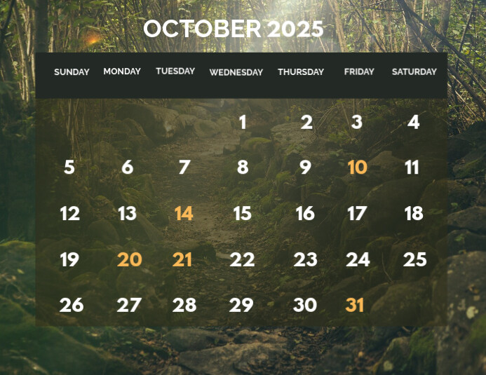 Green Modern & Minimal October 2025 Calendar Flyer (us Letter) Template ...