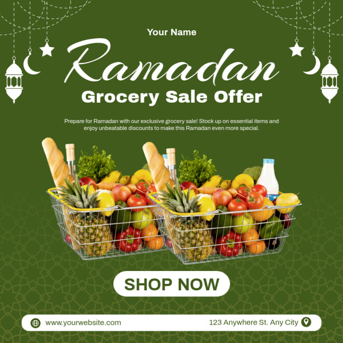 Green Modern & Minimal Ramadan Grocery Sale Offer Instagram Post ...