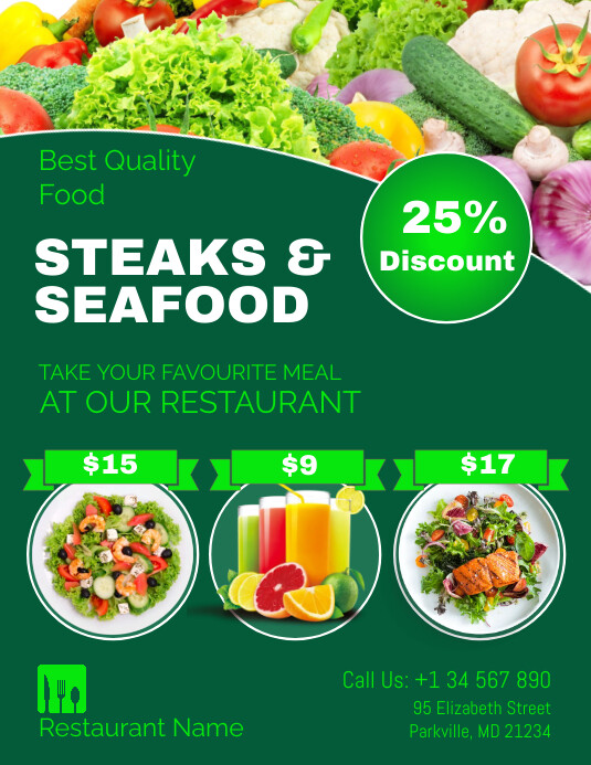 Green Modern & Minimal Restaurant Food Flyer Template | PosterMyWall