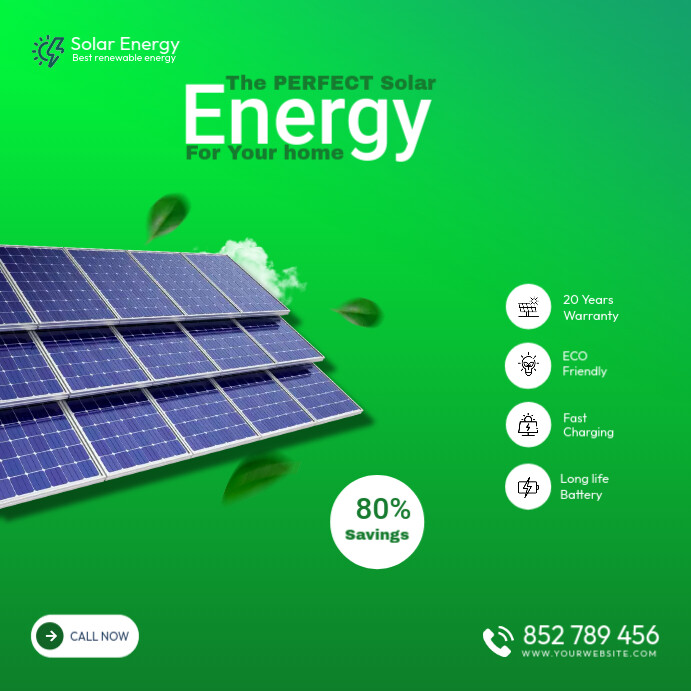 Green Modern & Minimal Solar Energy Template Design Instagram Post ...