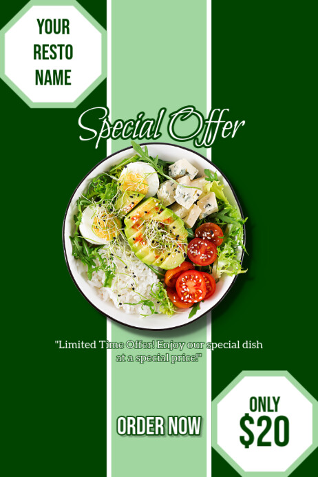 Green Modern & Minimal Special Offer Food Sale Poster Template ...