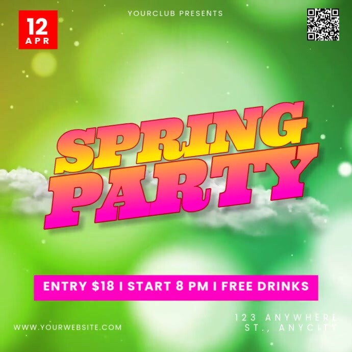 Green Modern & Minimal Spring Party Pos Instagram Template | PosterMyWall