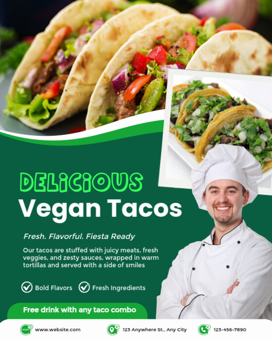 Copy of Green Modern & Minimal Vegan Tacos Promotion Instagram Portrait ...