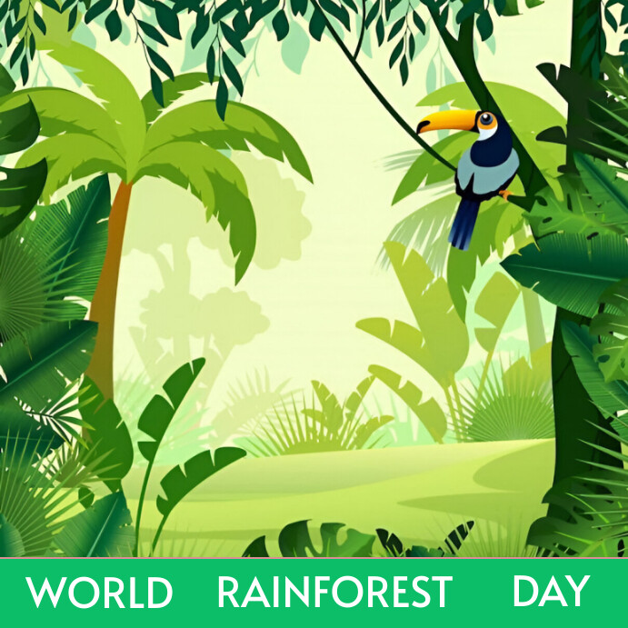 Green Modern & Minimal World Rainforest Day Template | PosterMyWall
