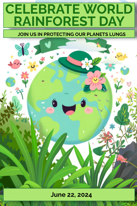 Modèle Green Modern & Minimal World Rainforest Day P | PosterMyWall