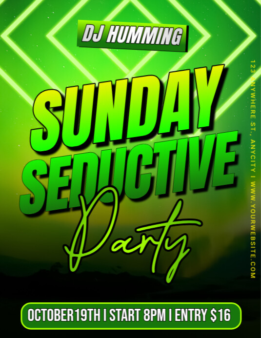 Green Modern & Minimal Sunday Seductive Party Pamflet (letter As ...