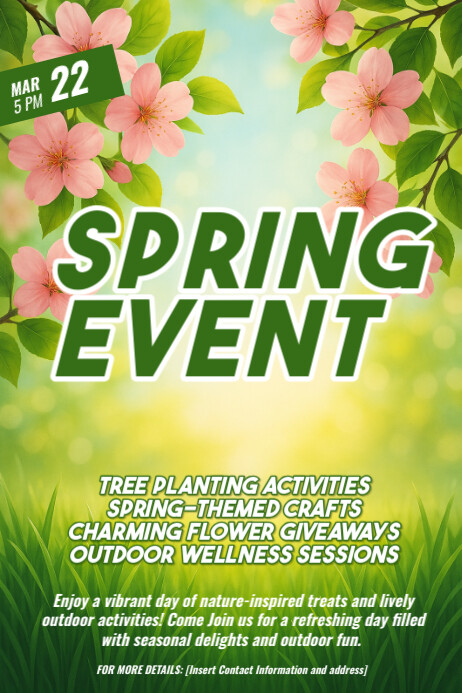 Plantilla de Green Modern And Minimal Spring Event Poster Template ...