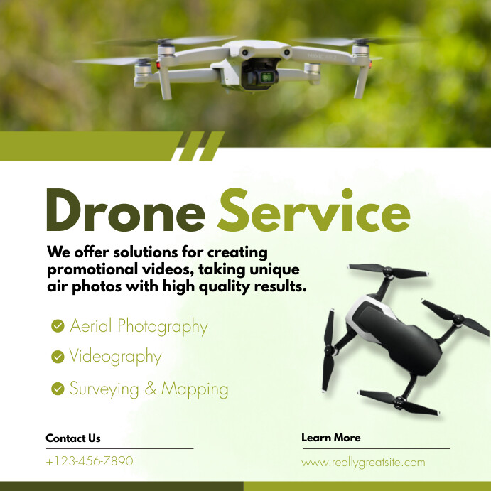 Green Modern Drone Service Promotion Instagra Template | PosterMyWall