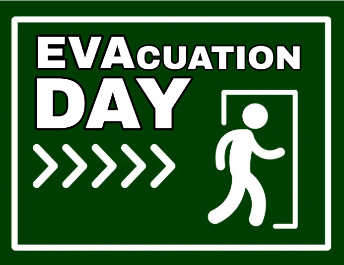 Green modern evacuation day Template | PosterMyWall