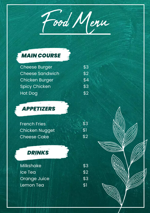Green Modern Food Menu Templat | PosterMyWall
