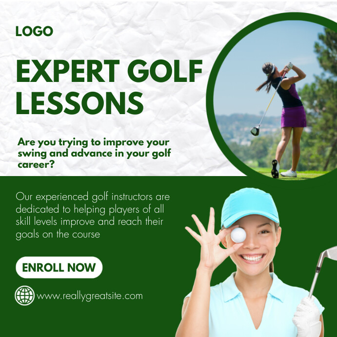 Green Modern Golf Lessons Instagram Post Template | PosterMyWall