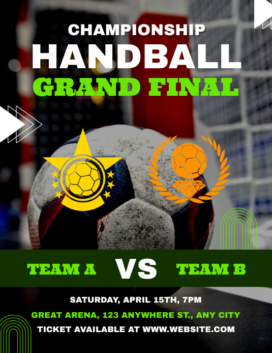 Green Modern Hand Ball Grand Final Flyer Template | PosterMyWall