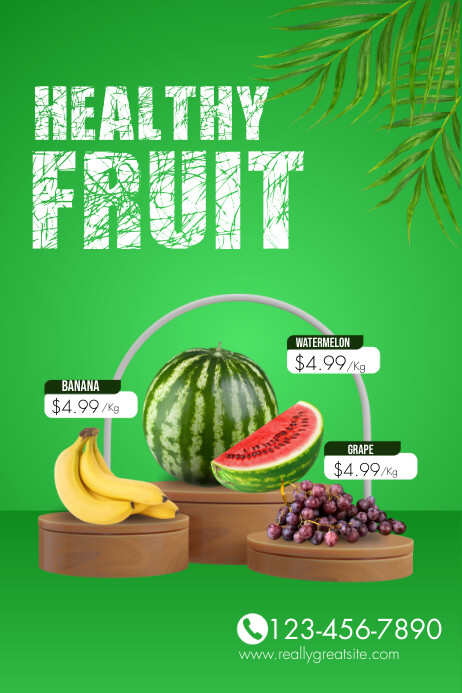 Green Modern Healthy Fruit Promotion Poster Template | PosterMyWall