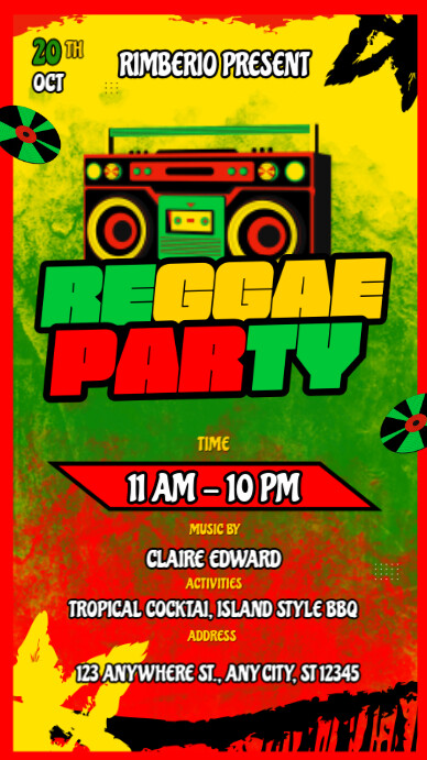 Copy of GREEN N RED BOLD REGGAE PARTY | PosterMyWall