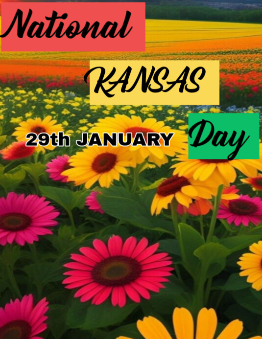 Plantilla de Green National Kansas Day Celebration Flyer (us Letter ...