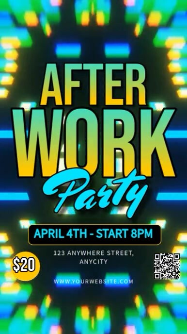 Green Neon After Work Party Reel Instagram Template | PosterMyWall