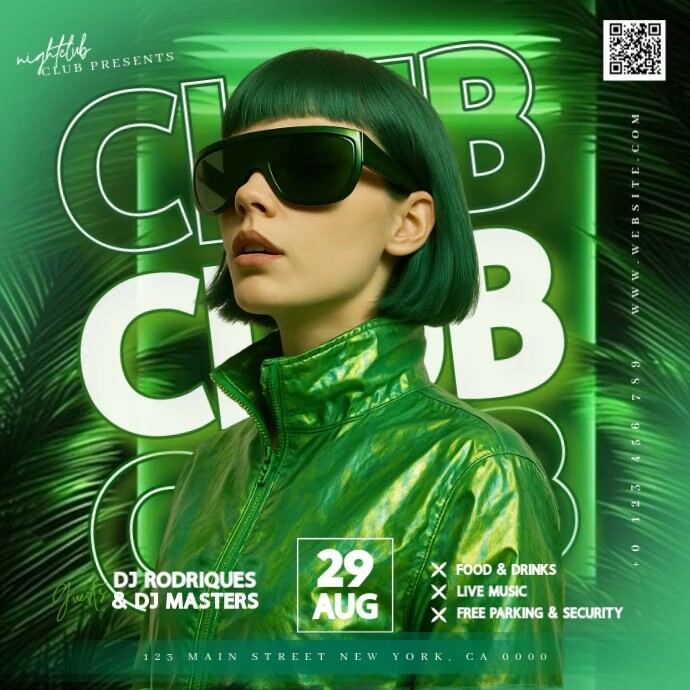 Copy of green neon club party event design template | PosterMyWall