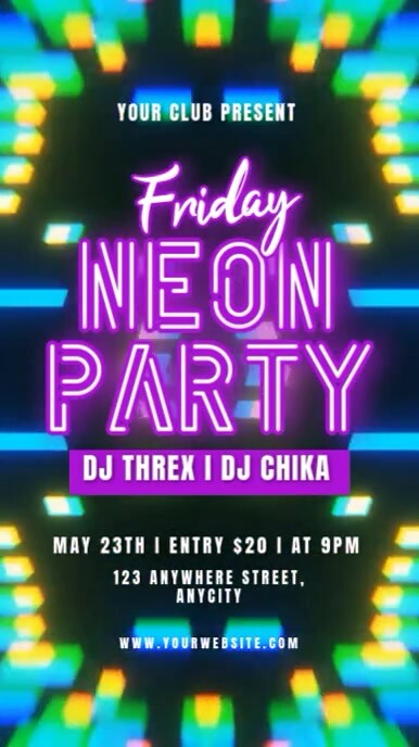 Copy of Green Neon Friday Neon Party Reel Instagram | PosterMyWall