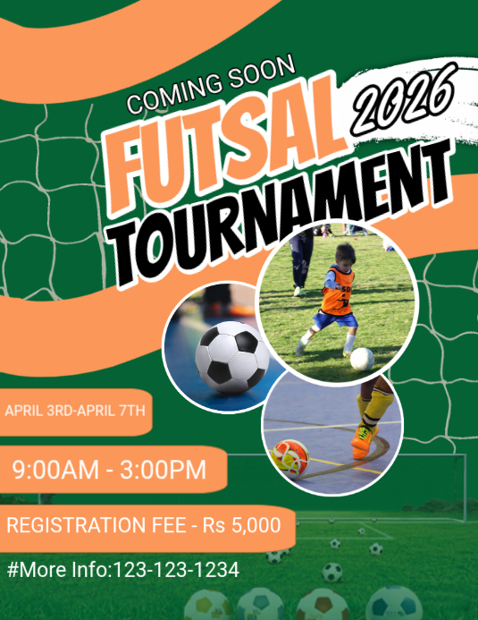 Green Neon Futsal Tournament Flyer (us Letter) Template | PosterMyWall