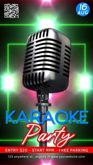 Green Neon Karaoke Party Reel Instagram Template | PosterMyWall