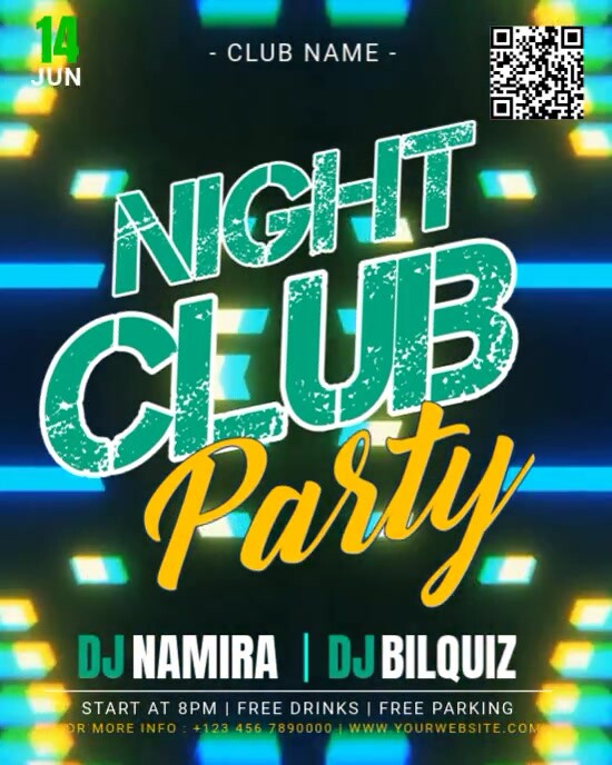 Copy of Green Neon Night Club Party Instagram Portrait | PosterMyWall