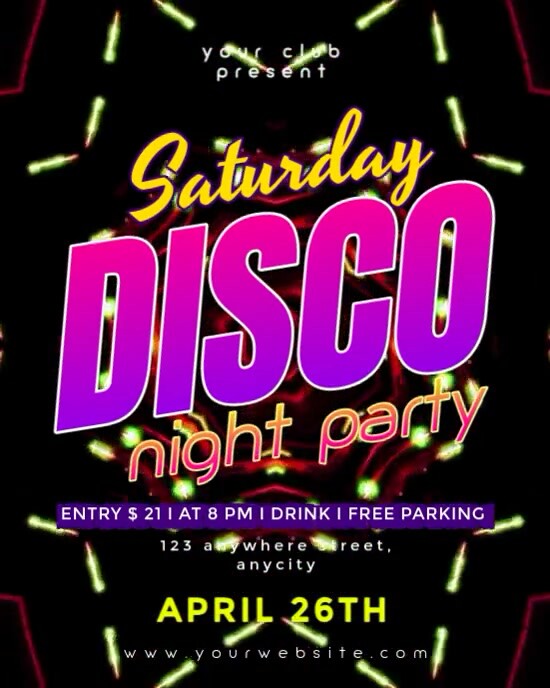 Copy of Green Neon Saturday Disco Night Party Instagram Portrait ...