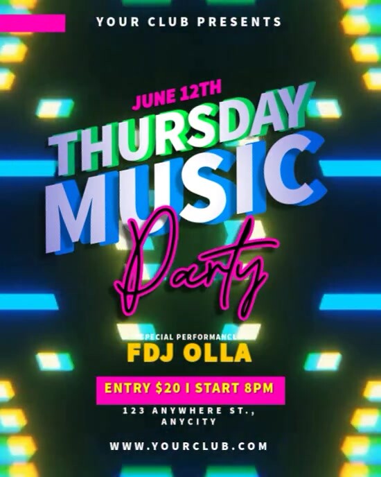Copy of Green Neon Thursday Music Party Instagram Portrait | PosterMyWall