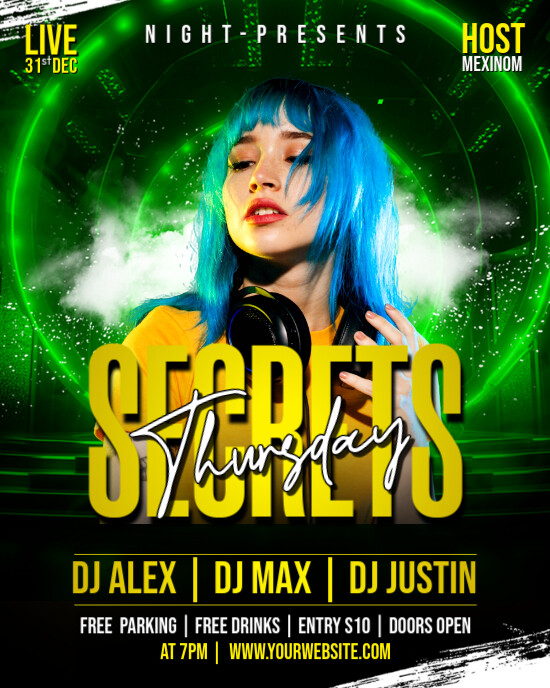 Copy of Green Neon Thursday Night Party Instagram Portrait | PosterMyWall