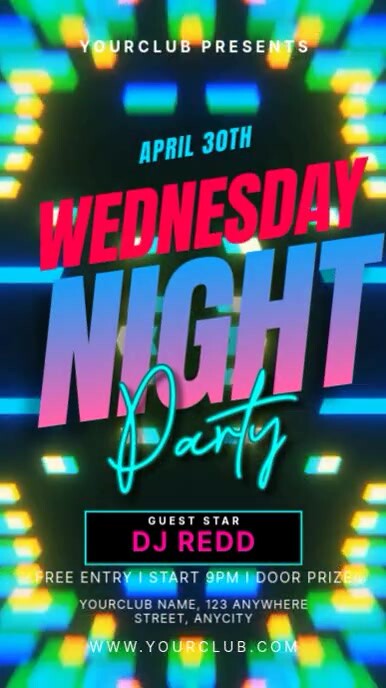 Copy of Green Neon Wednesday Night Party Reel Instagram | PosterMyWall