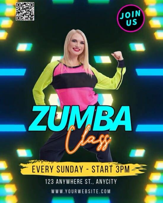 Green Neon Zumba Classes Instagram Portrait Template | PosterMyWall