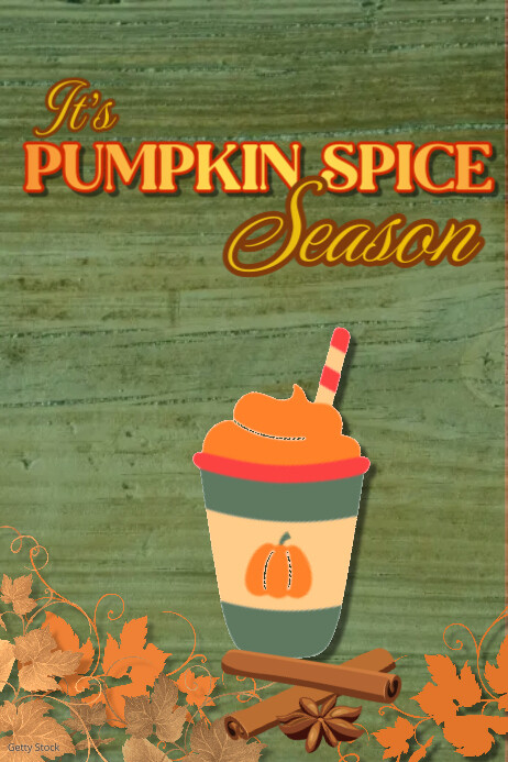 Green/Orange Illustrative Pumpkin Spice Poster Template | PosterMyWall