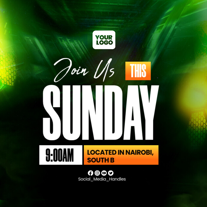 Copy of Green Orange Join Us This Sunday Instagram Post | PosterMyWall