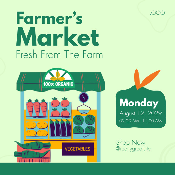 Modèle Green Organic Illustrative Farmer's Market In | PosterMyWall