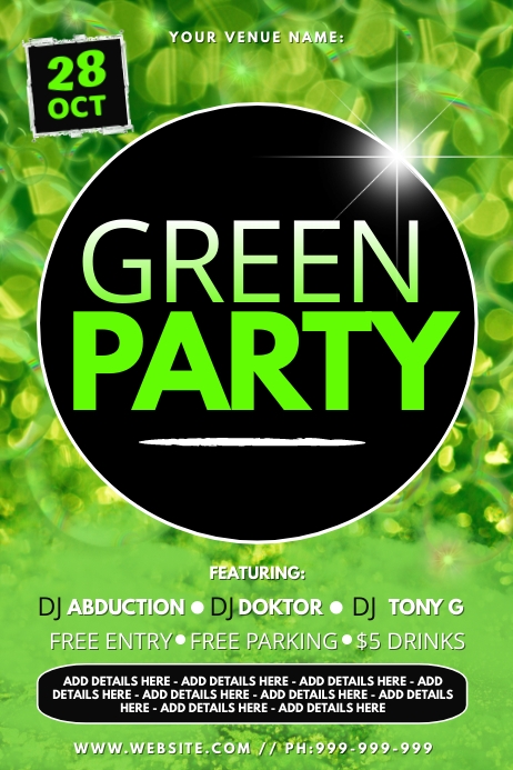 Green Party Poster Template | PosterMyWall