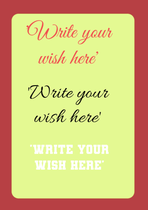 Green Pastel 'write Your Wish Here' A4 Template | PosterMyWall
